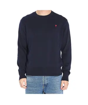 AMI Paris Crewneck Sweater With Embroidered Heart - Black
