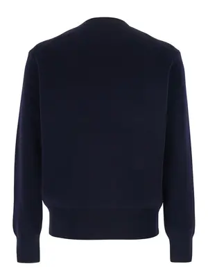 AMI Paris Crewneck Jumper With Embroidered Logo - Black