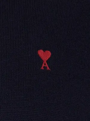 AMI Paris Crewneck Jumper With Embroidered Logo - Black