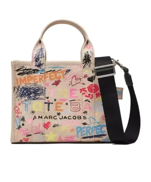 Marc Jacobs Marc Jacobs The Punk Scribble Small Tote Bag Beige Multicolor