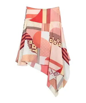 Fendi Asymmetric Graphic-print Satin Skirt - No