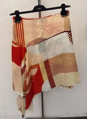 Fendi Asymmetric Graphic-print Satin Skirt - No