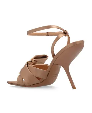 FERRAGAMO High-heeled Sandals With Decorative Bow - Brown