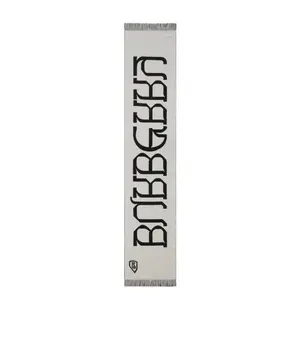 Burberry Logo Jacquard Frayed-edge Scarf - Black