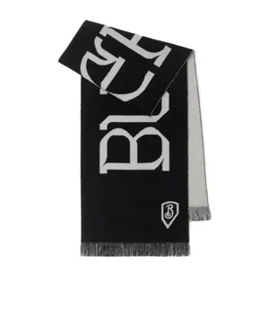 Burberry Logo Jacquard Frayed-edge Scarf - Black