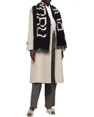 Burberry Logo Jacquard Frayed-edge Scarf - Black