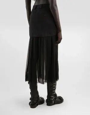 Dolce & Gabbana Midi Skirt With Zipper Detail And Pleated Chiffon