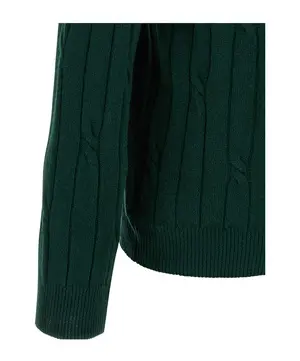ZANONE Cable-knit Long Sleeved Polo Shirt - Green