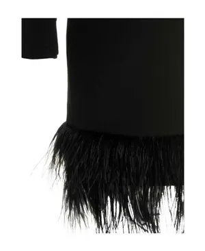TWINSET Feather Trim V-neck Mini Dress