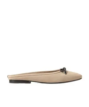 Brunello Cucinelli Bow-trimmed Suede Slippers