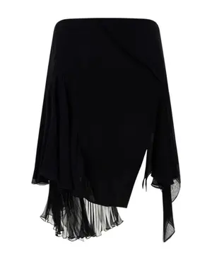 Versace Asymmetrical Hem Mini Skirt With Chiffon Detailing - Black