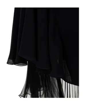 Versace Asymmetrical Hem Mini Skirt With Chiffon Detailing - Black