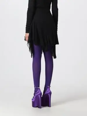 Versace Asymmetrical Hem Mini Skirt With Chiffon Detailing - Black