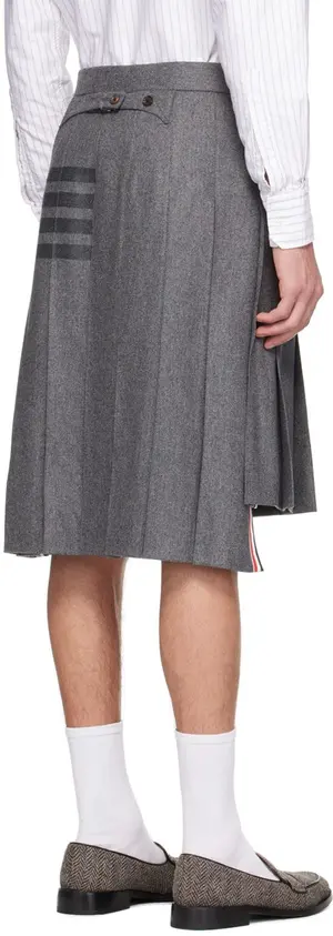 Thom Browne Pleated 4-bar Stripe Knee-length Skirt - Medium Gray