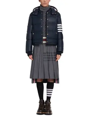 Thom Browne Pleated 4-bar Stripe Knee-length Skirt - Medium Gray