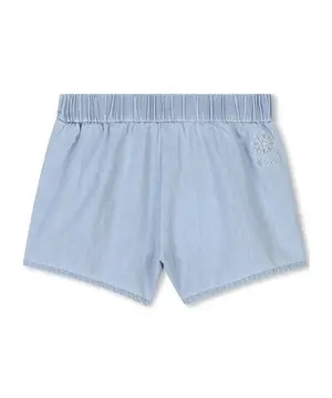 Chloé Scalloped Floral Embroidered Denim Shorts