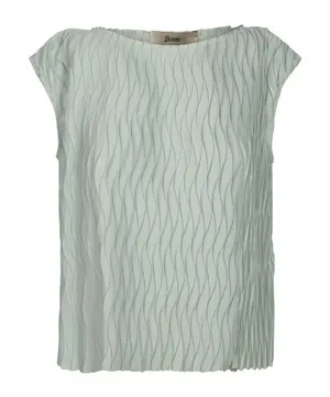 Herno Sleeveless Boat Neck Top With Embossed Wrinkled Effect - Gray