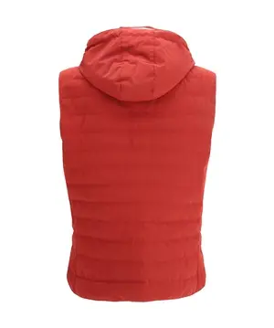 Brunello Cucinelli Quilted Hooded Gilet - Red