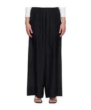ST. AGNI Wide Leg Elastic Waist Pants - Black