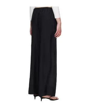 ST. AGNI Wide Leg Elastic Waist Pants - Black