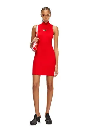 DIESEL® Ribbed Mock Neck Mini Dress - Red