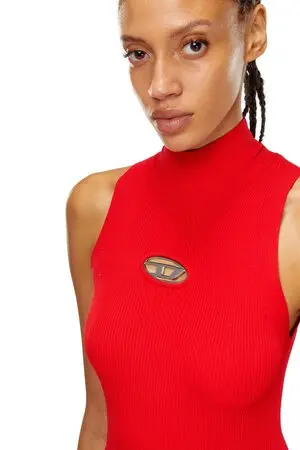 DIESEL® Ribbed Mock Neck Mini Dress - Red