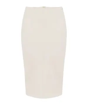 Elisabetta Franchi Ribbed Pencil Midi Skirt With Satin Buttons