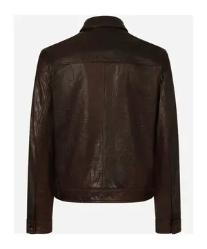 Dolce & Gabbana Crinkled Effect Leather Zip Jacket