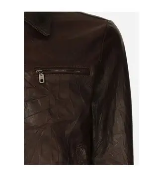 Dolce & Gabbana Crinkled Effect Leather Zip Jacket