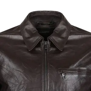 Dolce & Gabbana Crinkled Effect Leather Zip Jacket - Brown