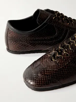 Dries Van Noten Snakeskin Leather Lace-up Sneakers - Dark Brown