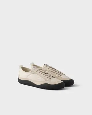 Prada Speedrock Re-nylon And Suede Sneakers - Ivory