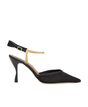 Fendi Mesh Slingbacks With Chain Detail