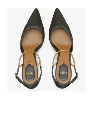 Fendi Mesh Slingbacks With Chain Detail