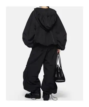 Attico Logo Zip Puller Bomber Jacket - Black