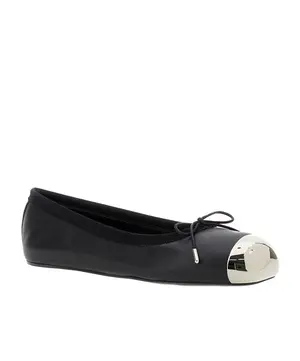 Alexander McQueen Punk Bow Ballet Flats With Metallic Toe