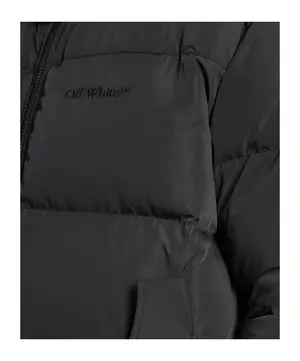 Off-White Zip-up High Neck Puffer Jacket With Graphic Pattern
