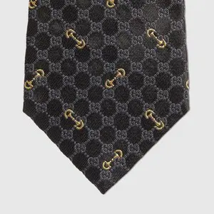 Gucci Horsebit Embroidered Neck Tie - Black