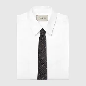 Gucci Horsebit Embroidered Neck Tie - Black
