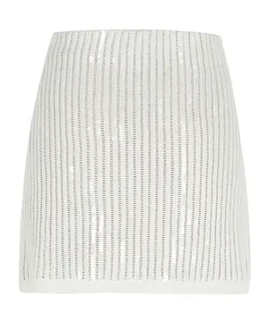 SELF-PORTRAIT Sequin Crochet Mini Skirt - White