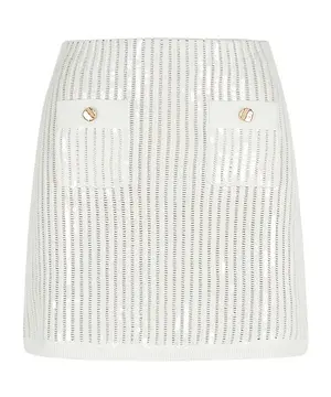 SELF-PORTRAIT Sequin Crochet Mini Skirt - White