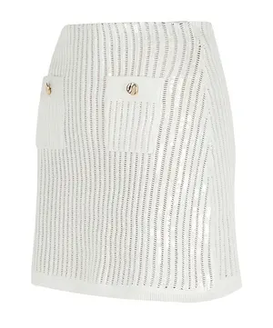 SELF-PORTRAIT Sequin Crochet Mini Skirt - White