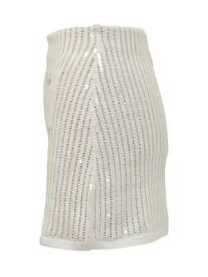 SELF-PORTRAIT Sequin Crochet Mini Skirt - White