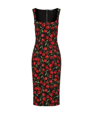 Dolce & Gabbana Sleeveless Cherry-print Knee-length Dress