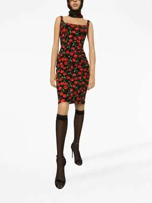 Dolce & Gabbana Sleeveless Cherry-print Knee-length Dress
