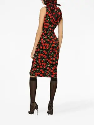 Dolce & Gabbana Sleeveless Cherry-print Knee-length Dress
