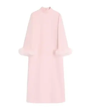 Valentino Garavani Crepe Couture Dress With Feather Trim - Pink