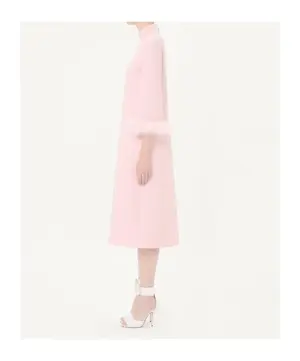 Valentino Garavani Crepe Couture Dress With Feather Trim - Pink