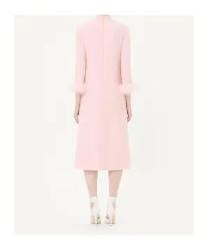 Valentino Garavani Crepe Couture Dress With Feather Trim - Pink
