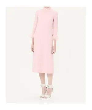 Valentino Garavani Crepe Couture Dress With Feather Trim - Pink